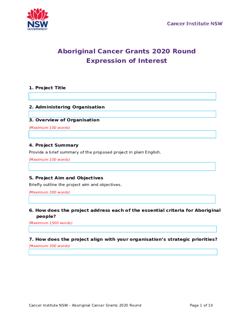 Application - Innovations in Cancer Control Grants Doc Template | pdfFiller