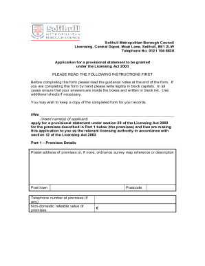 Fillable Online Application for a Provisional Statement. Application for a Provisional Statement ...