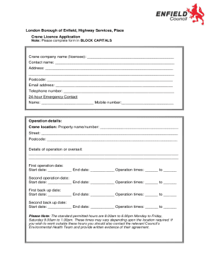 Fillable Online Crane licence application form 2023 to 2024 Fax Email ...