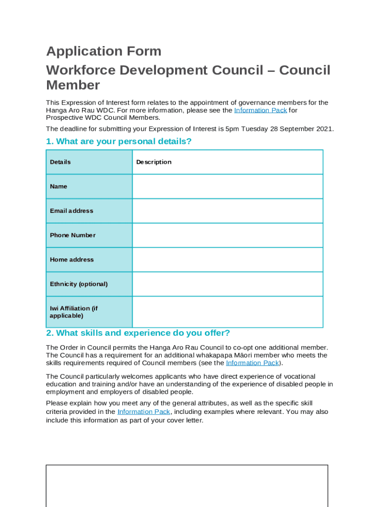 Hanga-Aro-Rau-Council-member-Application-. ... Doc Template | pdfFiller
