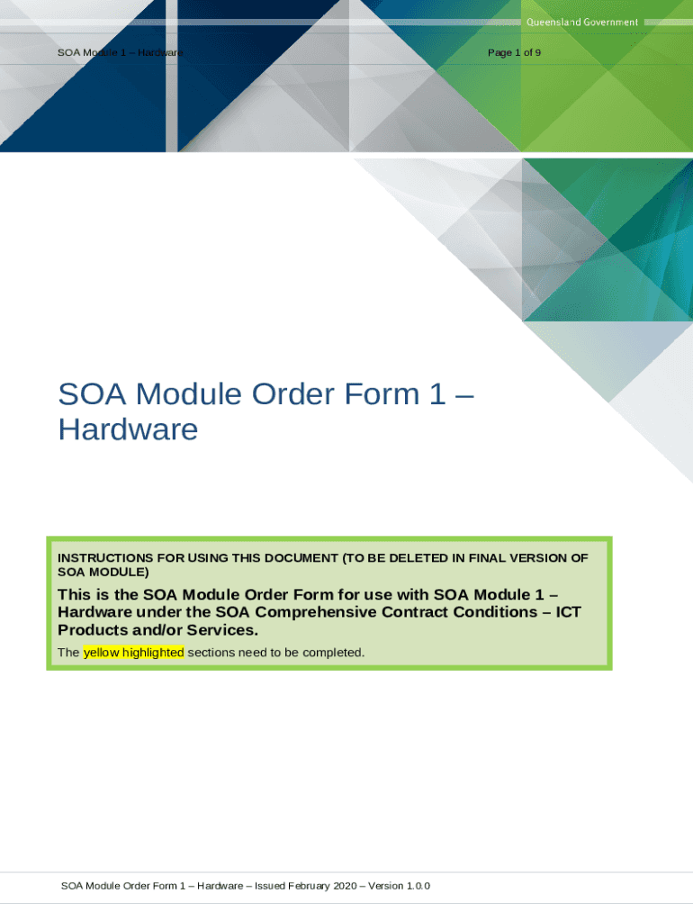 SOA Module Order 1Hardware Doc Template | pdfFiller