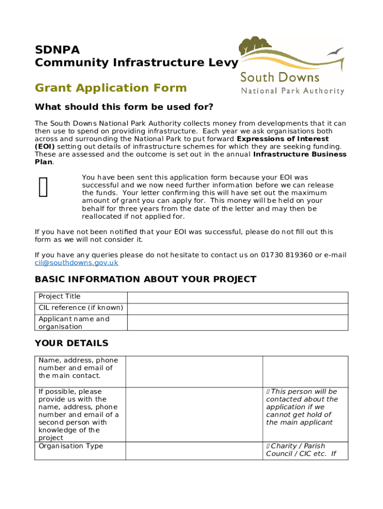 CIL Grants application Doc Template | pdfFiller