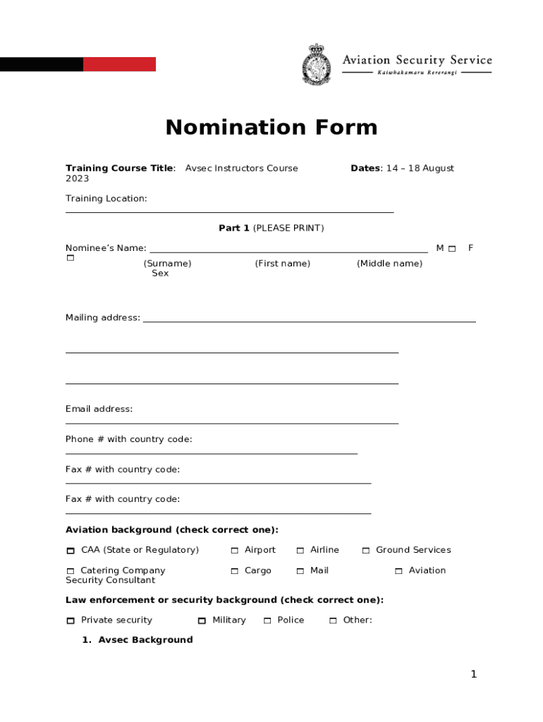International Civil Aviation Organization Nomination Doc Template | pdfFiller
