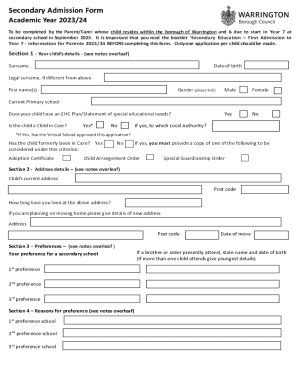Fillable Online Application form - Secondary 2023-24. Application form ...