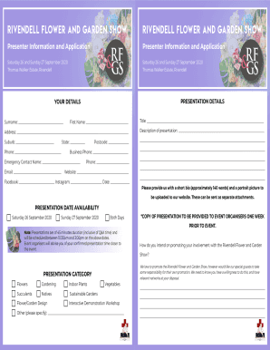 Fillable Online Presenter Information and Application Fax Email Print ...