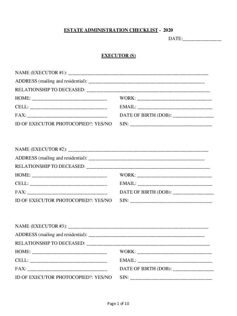 Fillable Online 10 Important Estate Executor Duties to Fulfill After a Death Fax Email Print ...