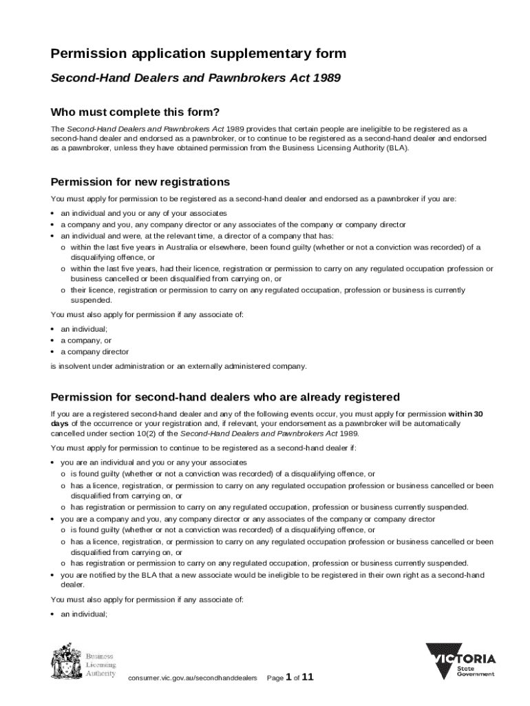 supplementary permission application Doc Template | pdfFiller