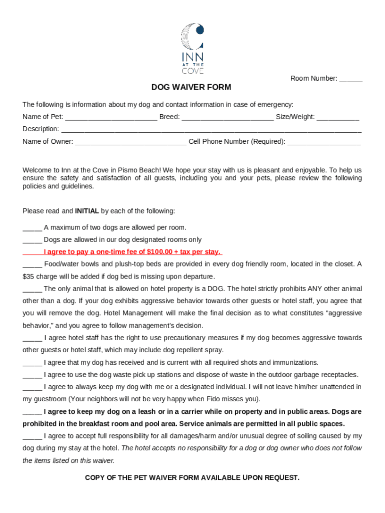 Dog Agreement Waiver Doc Template | pdfFiller