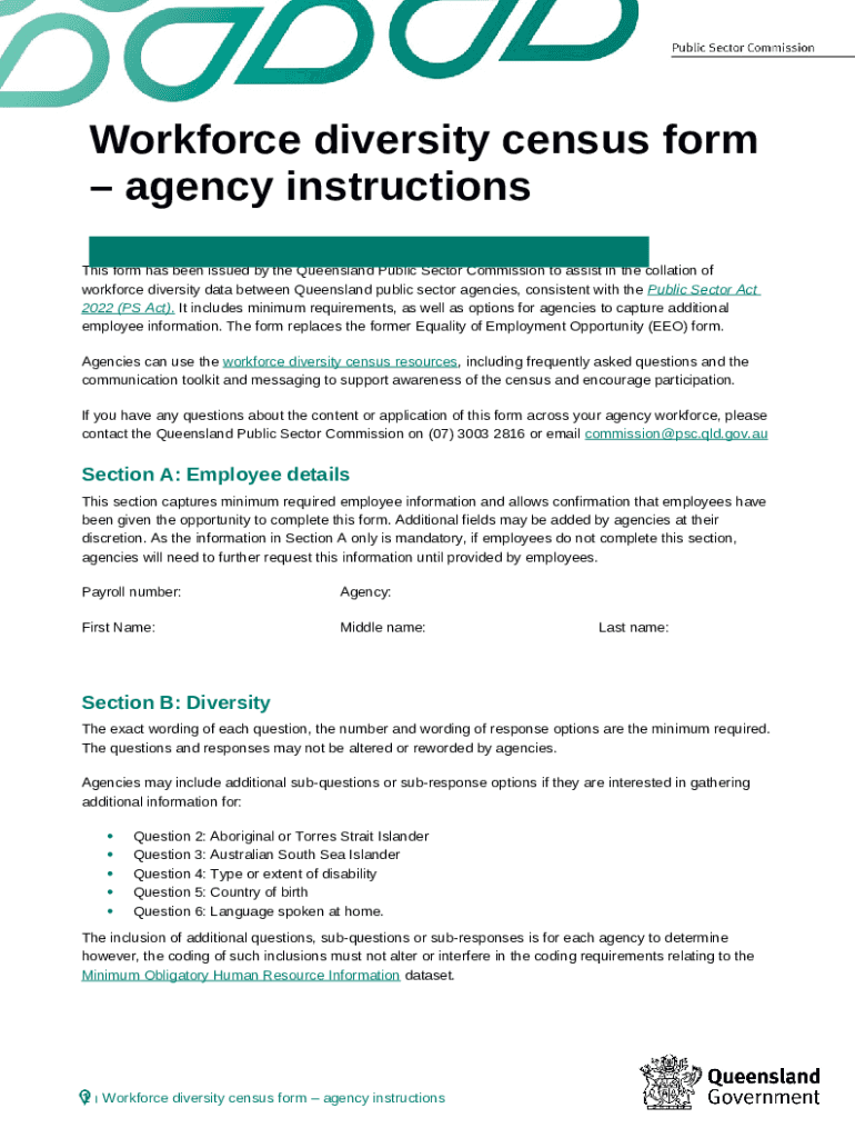 Workforce diversity census agency instructions Doc Template | pdfFiller