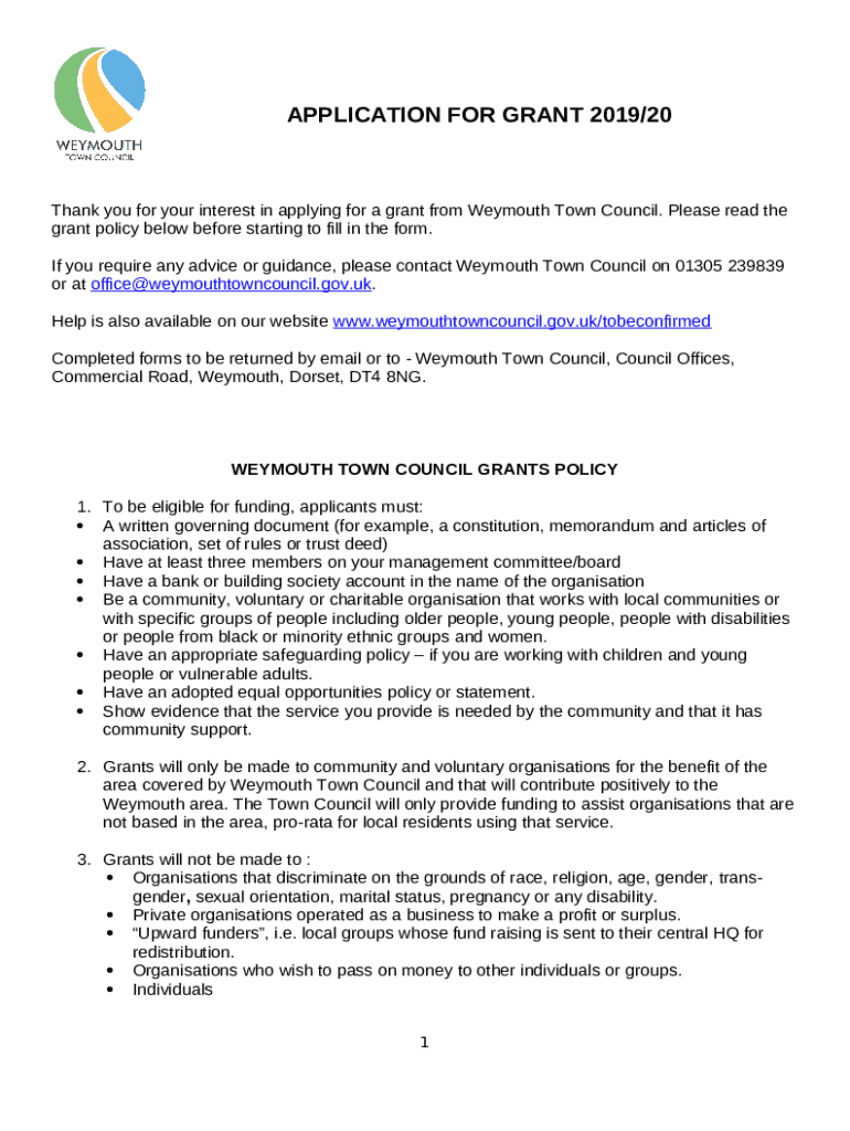 Grants policy and application Doc Template | pdfFiller