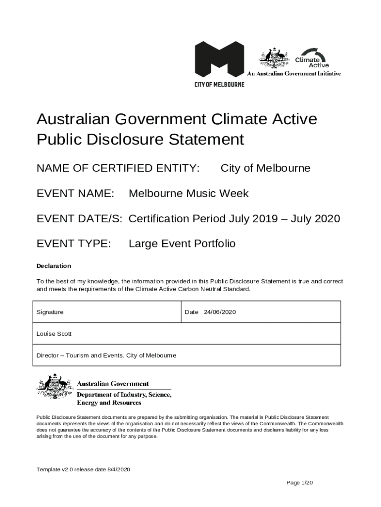 Australian Government Climate Active Public Disclosure Statement Doc ...