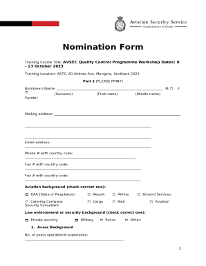 Nomination - CAA Doc Template | pdfFiller