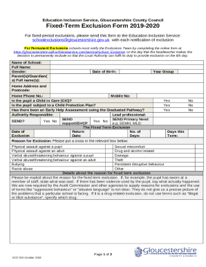Permanent exclusion and suspension from school resources Doc Template ...