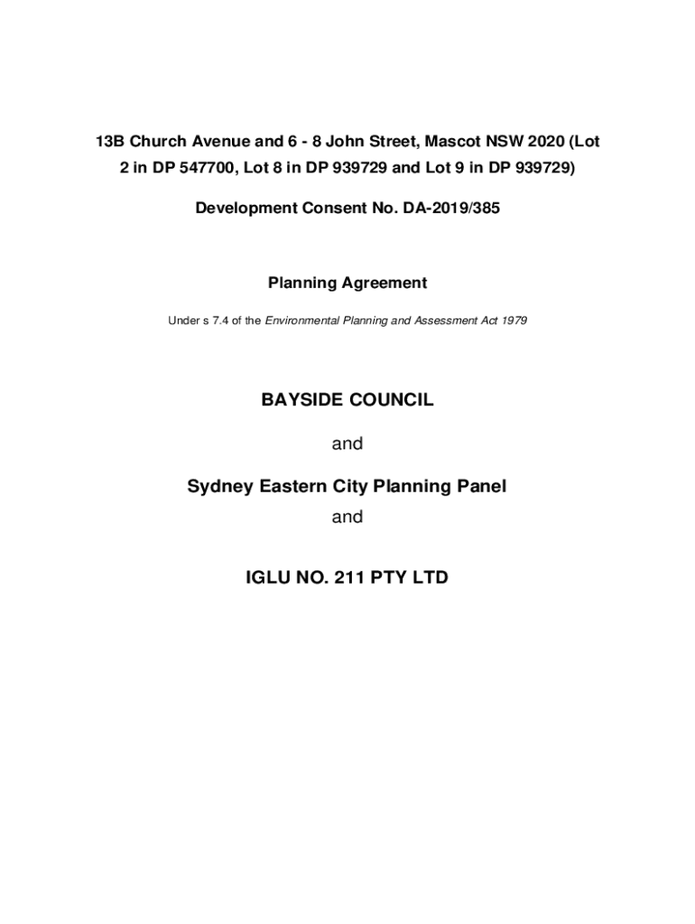 Fillable Online Draft Planning Agreement: 13B Church Avenue and 6-8 ...