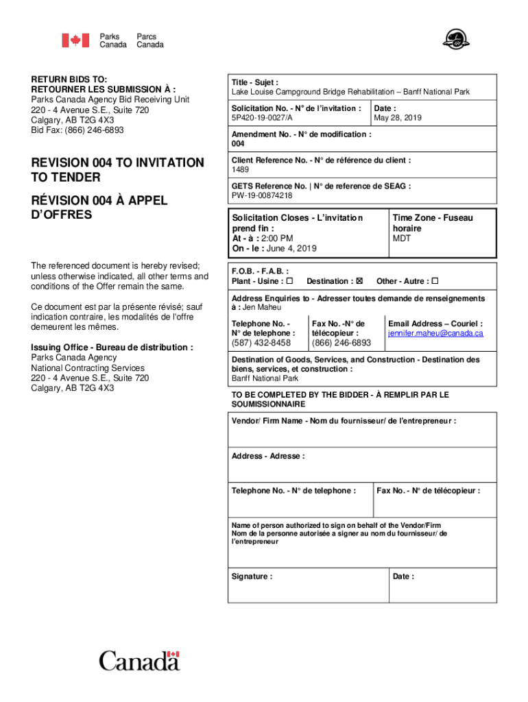 Fillable Online Parks Canada Agency 220 4 Ave SE, Suite 720 Calgary, ... Fax Email Print - pdfFiller