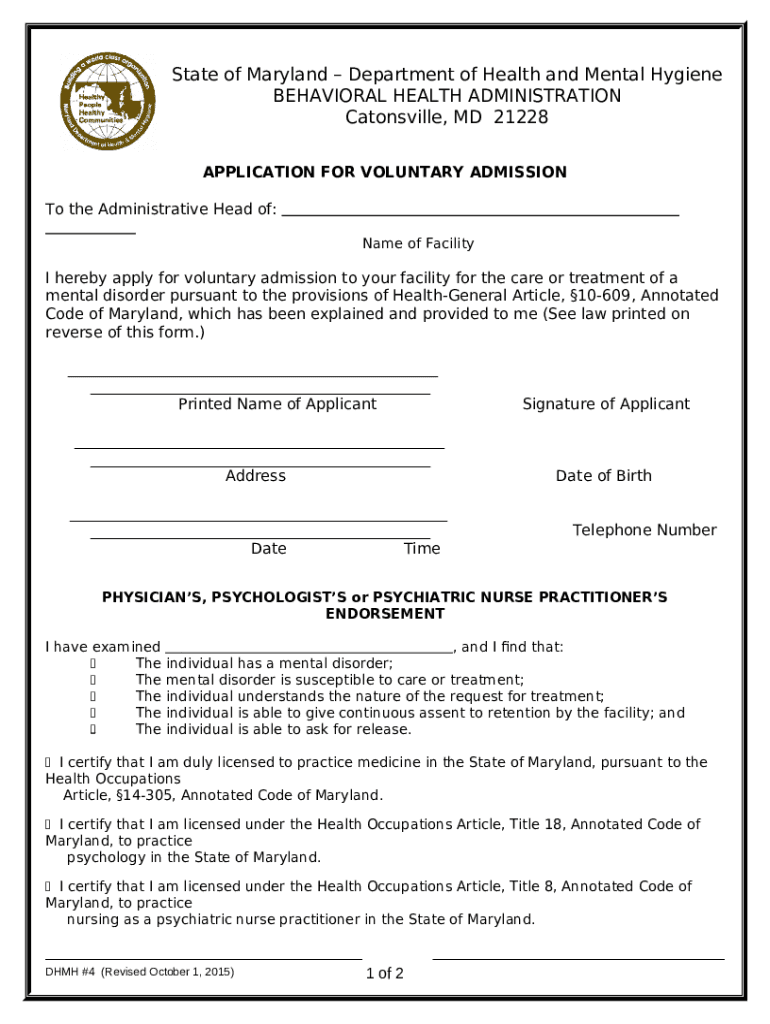 Maryland Admission - Fill Online, Printable, ... Doc Template | pdfFiller