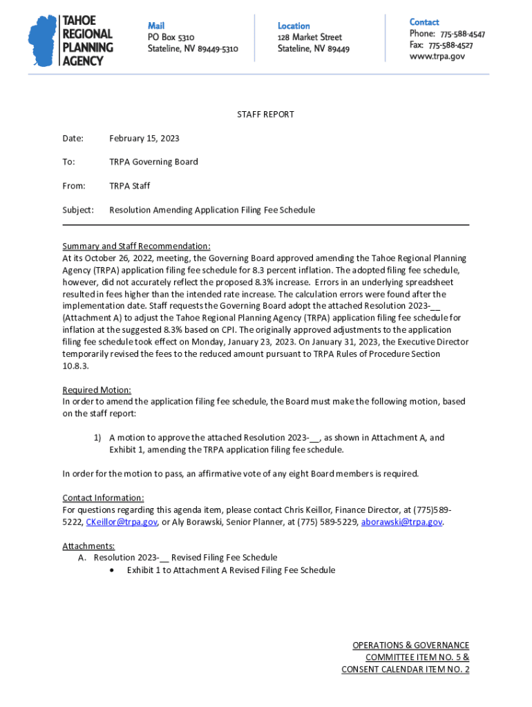 Fillable Online TRPA Staff Subject: TRPA Code of Ordinance shoreline ...