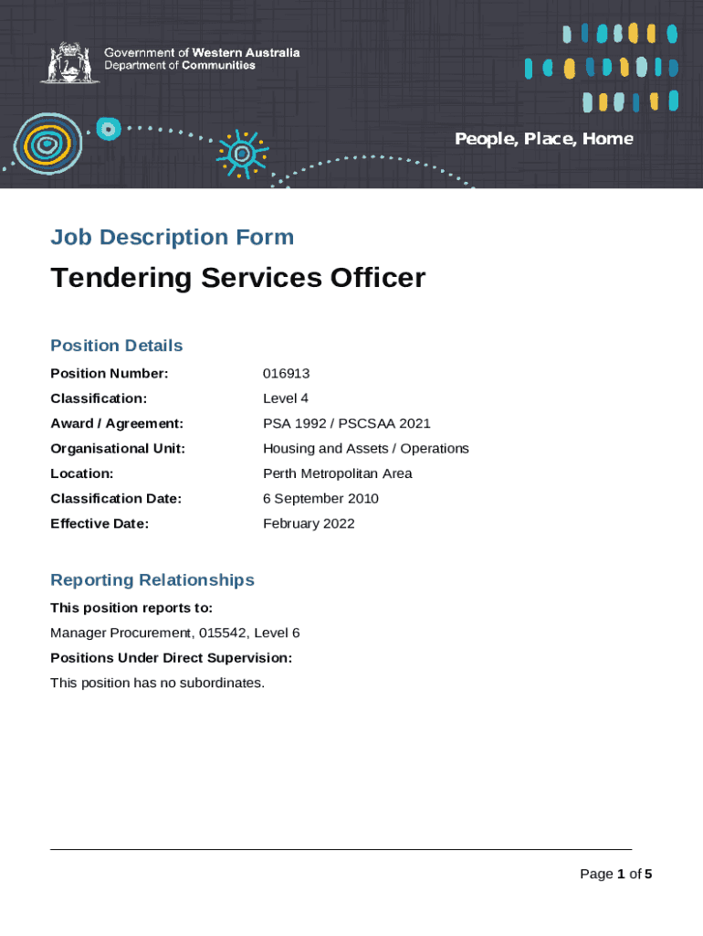 Job Description Tendering Services Officer Position ... Doc Template ...