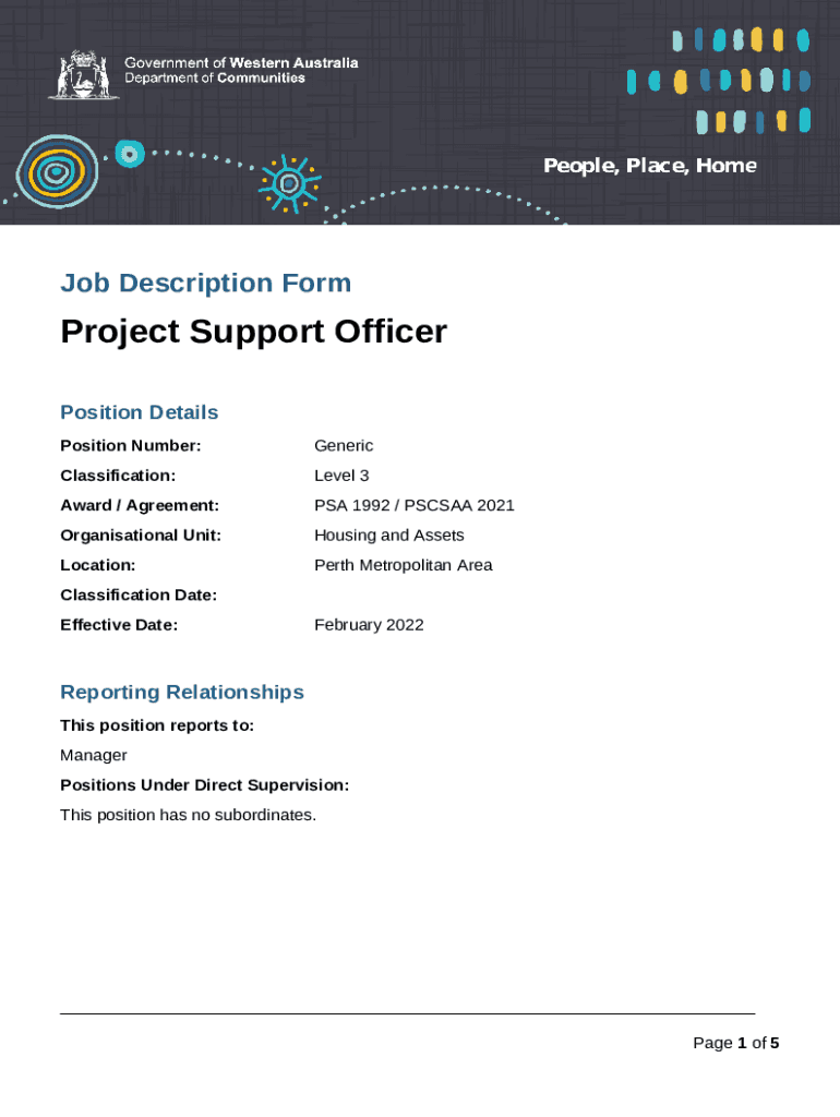Job Description Project Support Officer Position Details Doc Template ...