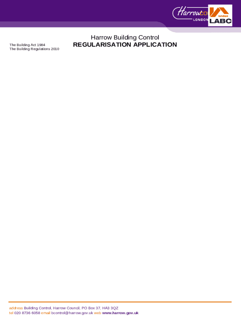 Building Control - Application for a Regularisation Certificate Doc ...