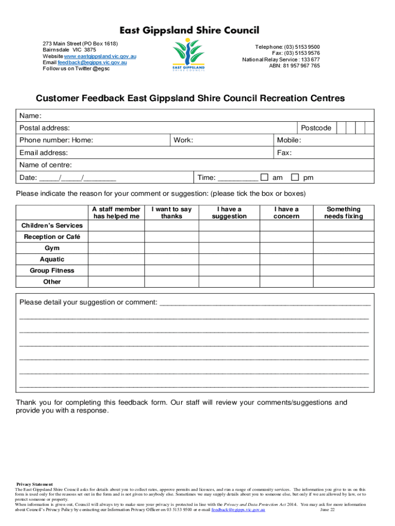 Fillable Online Customer feedback Fax Email Print - pdfFiller