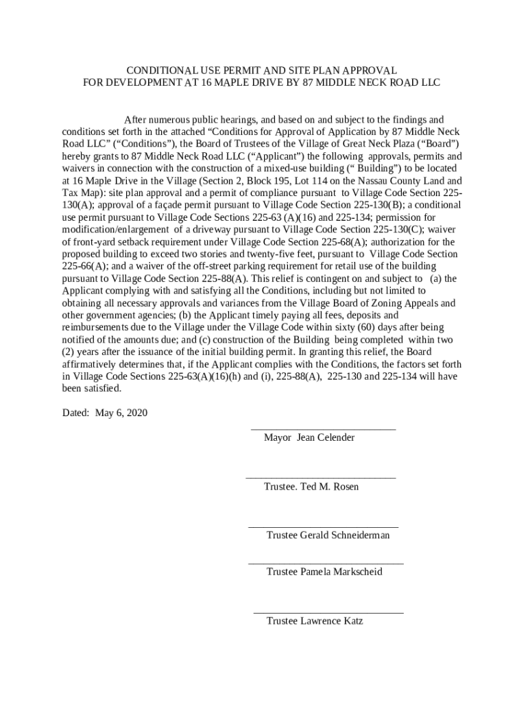 conditional use permit and site plan approval Doc Template | pdfFiller