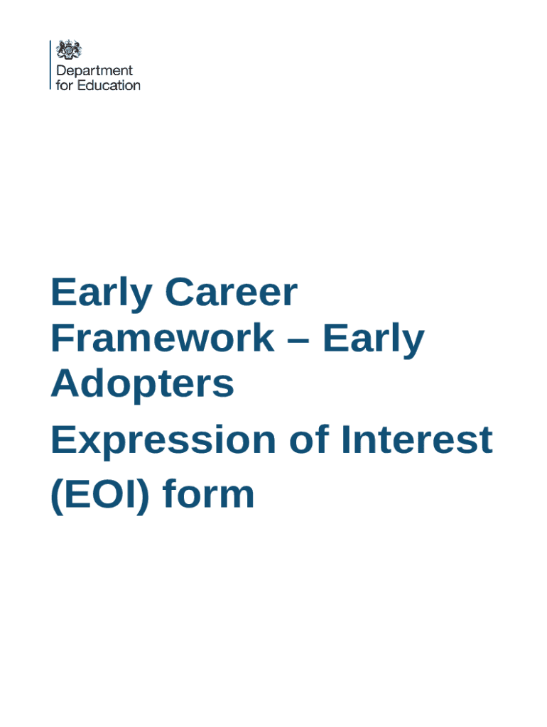 Early career framework early adopters expression of interest Doc Template | pdfFiller