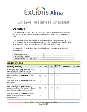 Go Live Checklist, Plan, and Template Guide for Project ... Doc ...