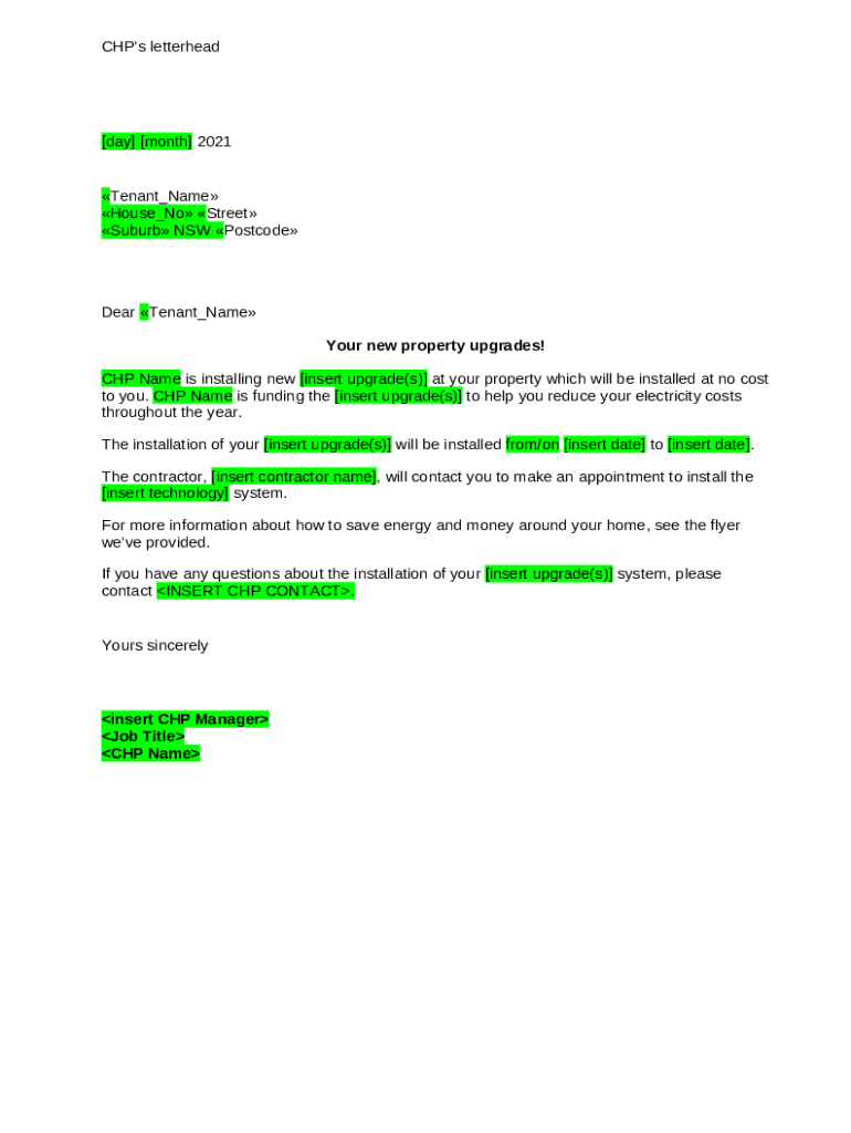 General template tenant letter Doc Template | pdfFiller
