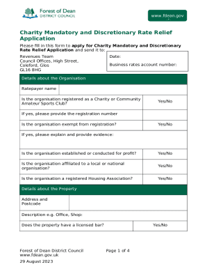 Charitable mandatory discretionary relief application Doc Template ...