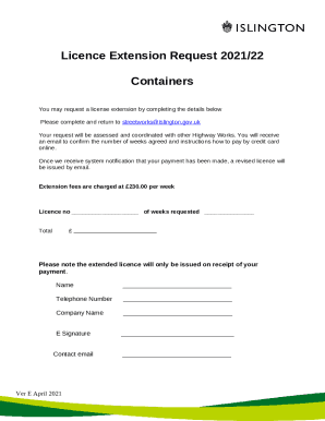 Container Extension Request Doc Template | pdfFiller