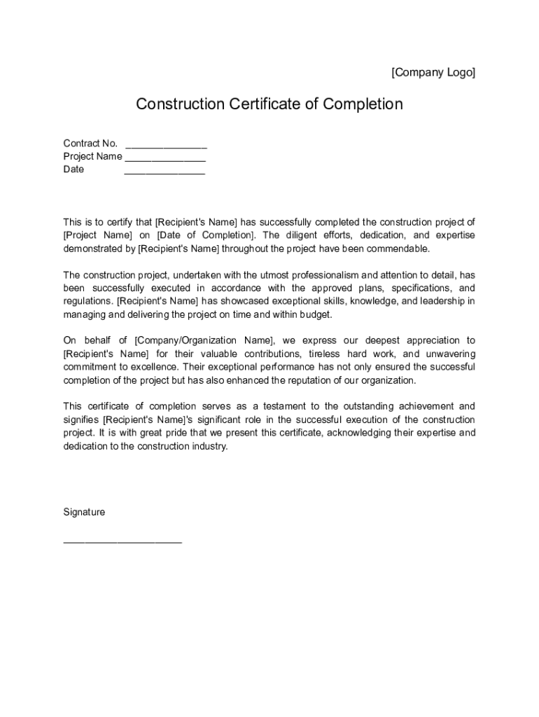 Fillable Online Project Completion Certificate Format In Word Fax Email ...