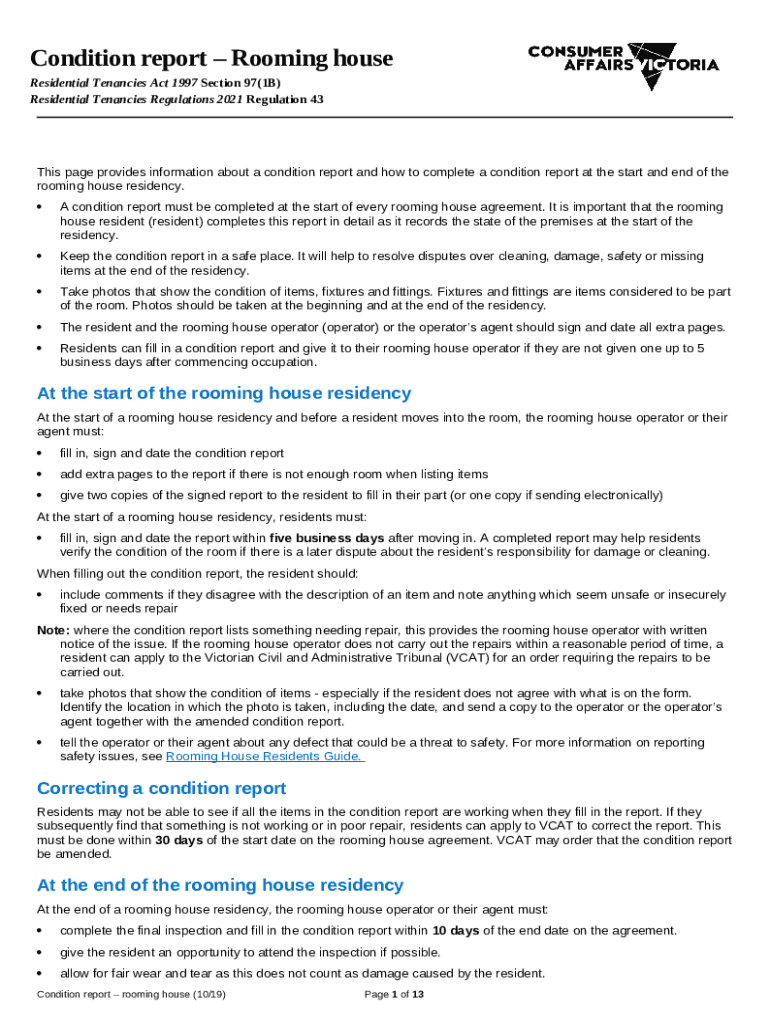 REG 43 9Rooming house condition report Doc Template | pdfFiller