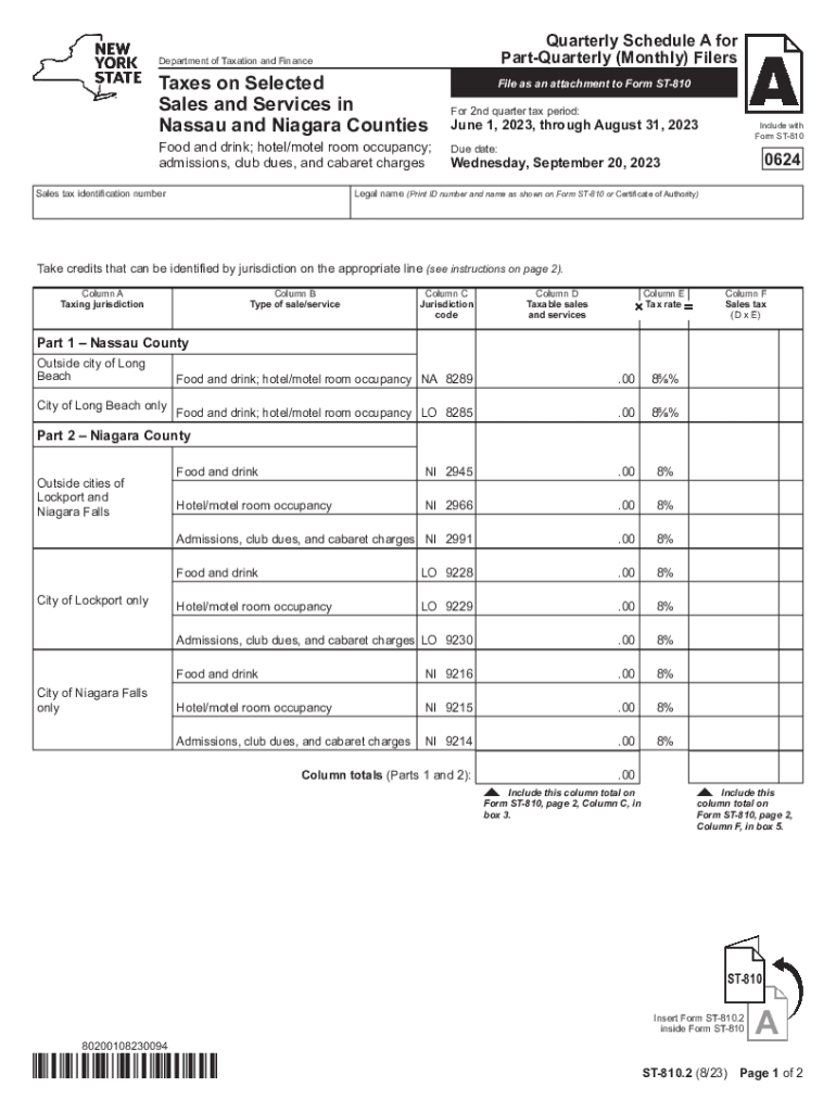 Fillable Online Form ST-810.2 Taxes on Selected Sales and Services in ...