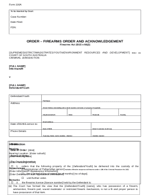 100A Order - Firearms Order and Acknowledgement Doc Template | pdfFiller