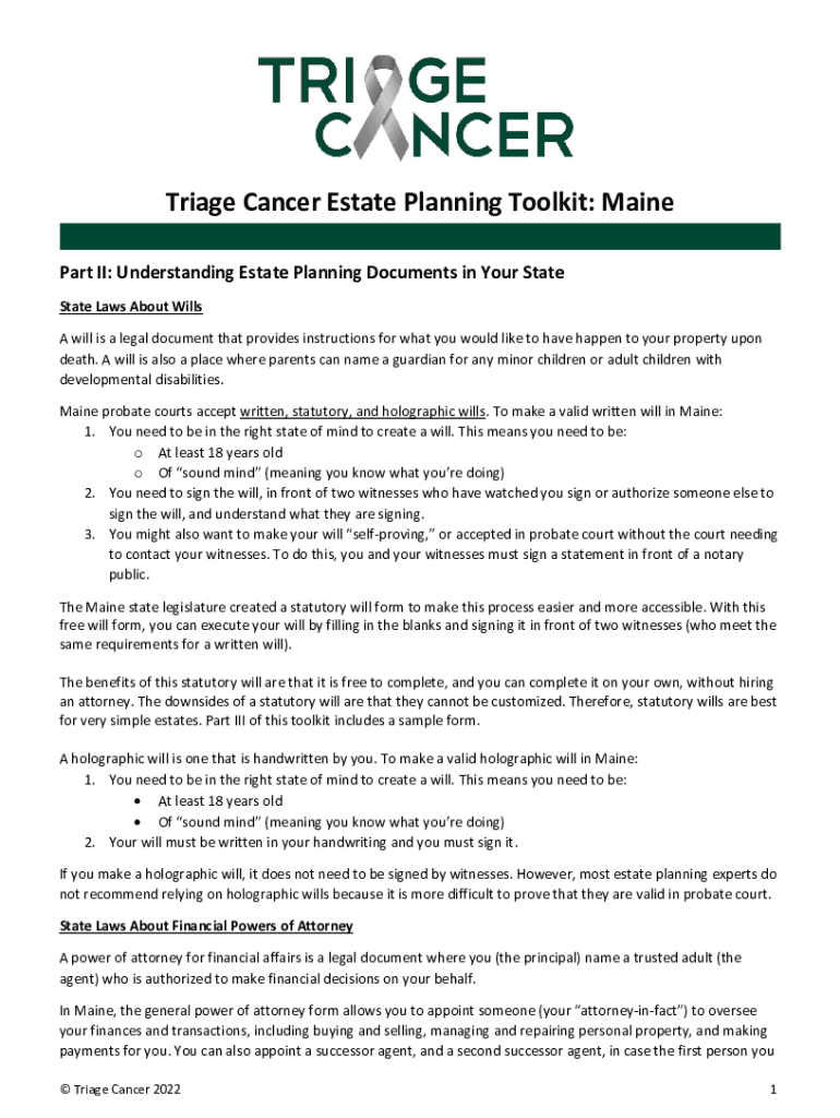 Fillable Online Triage Cancer Estate Planning Toolkit - Parts 2 and 3 Fax Email Print - pdfFiller