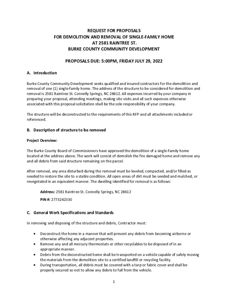 Fillable Online request for proposals for demolition and removal of ...
