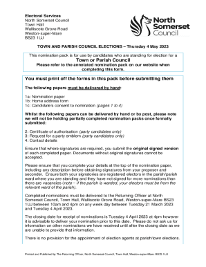 Fillable Online Nomination pack (incl election agent notification form) - Yatton South Ward Fax ...