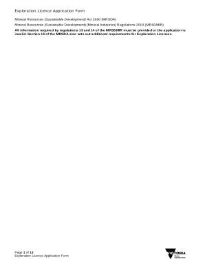 Exploration Licence Application Doc Template | pdfFiller
