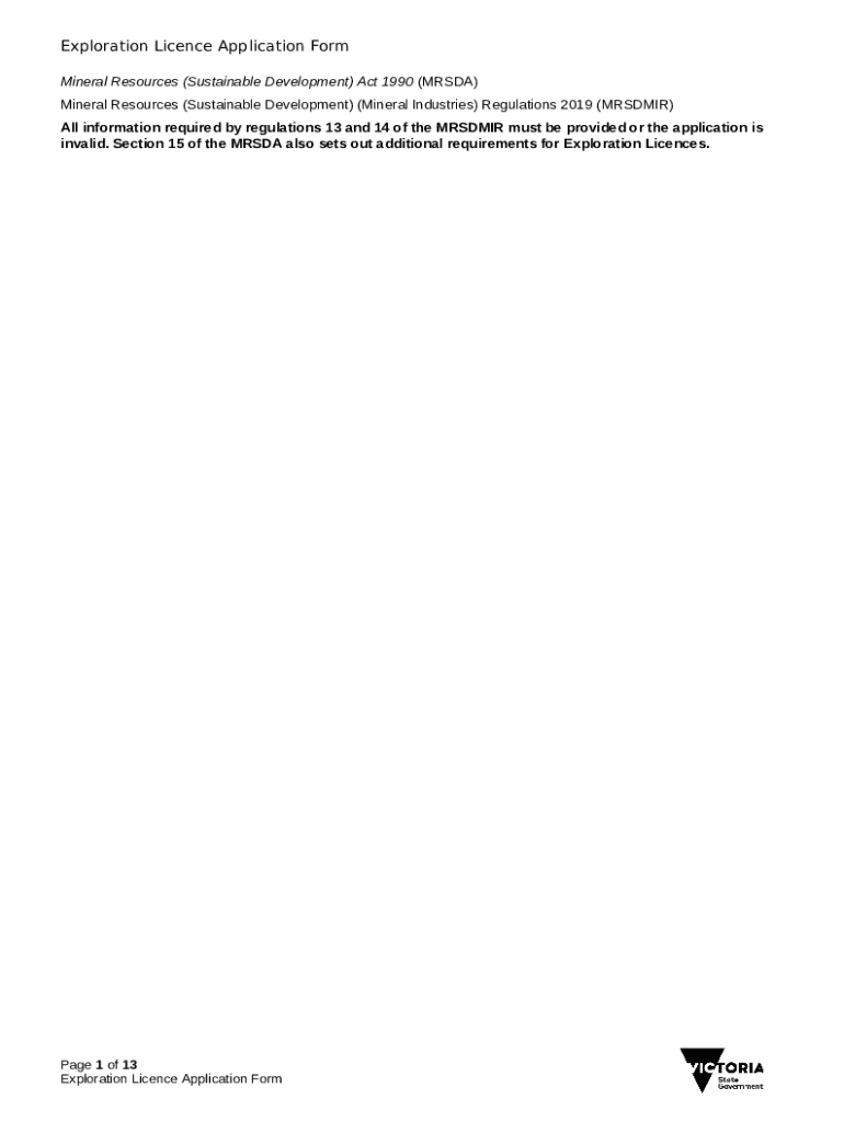 Exploration Licence Application Doc Template | pdfFiller
