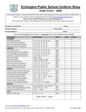 Fillable Online EPS Uniform Shop Order Form 2020.doc Fax Email Print ...