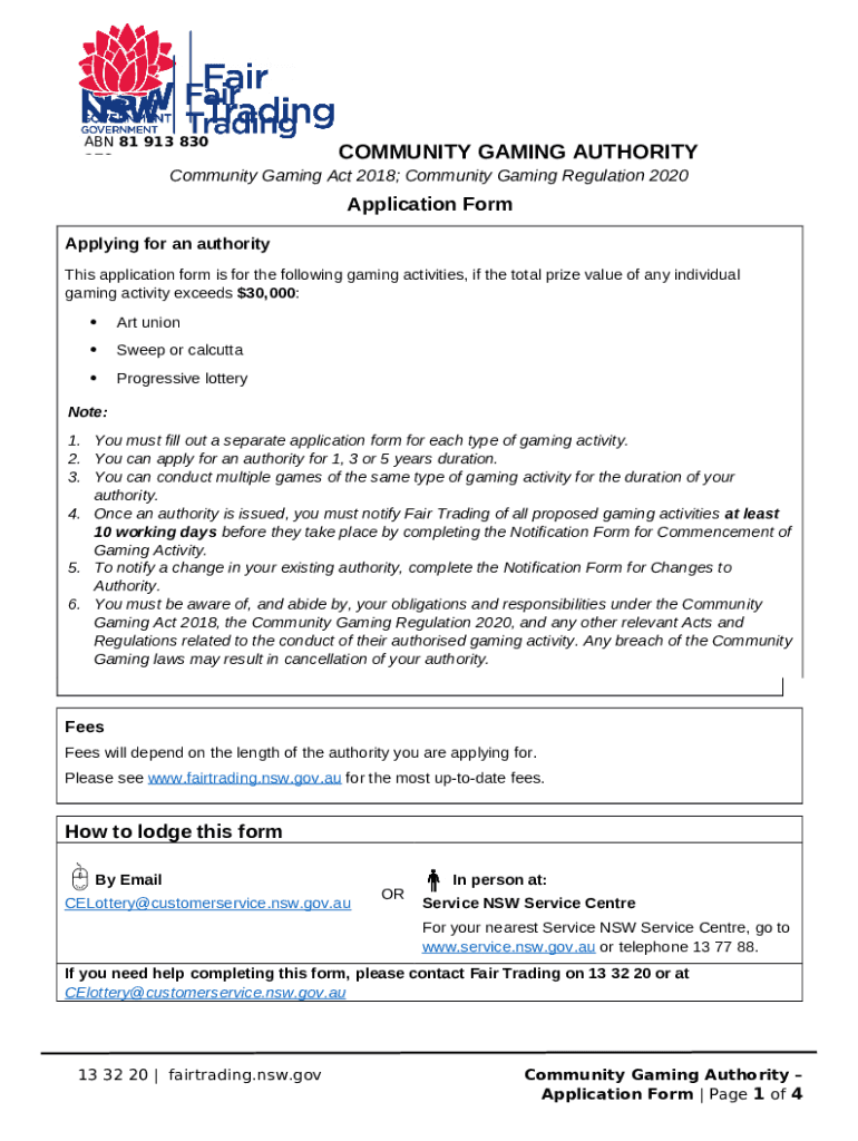 Community Gaming New Authority Application Doc Template | pdfFiller