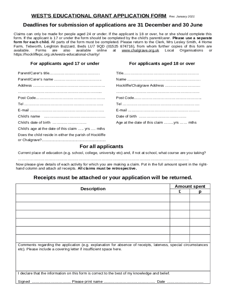 west's educational grant application Doc Template | pdfFiller