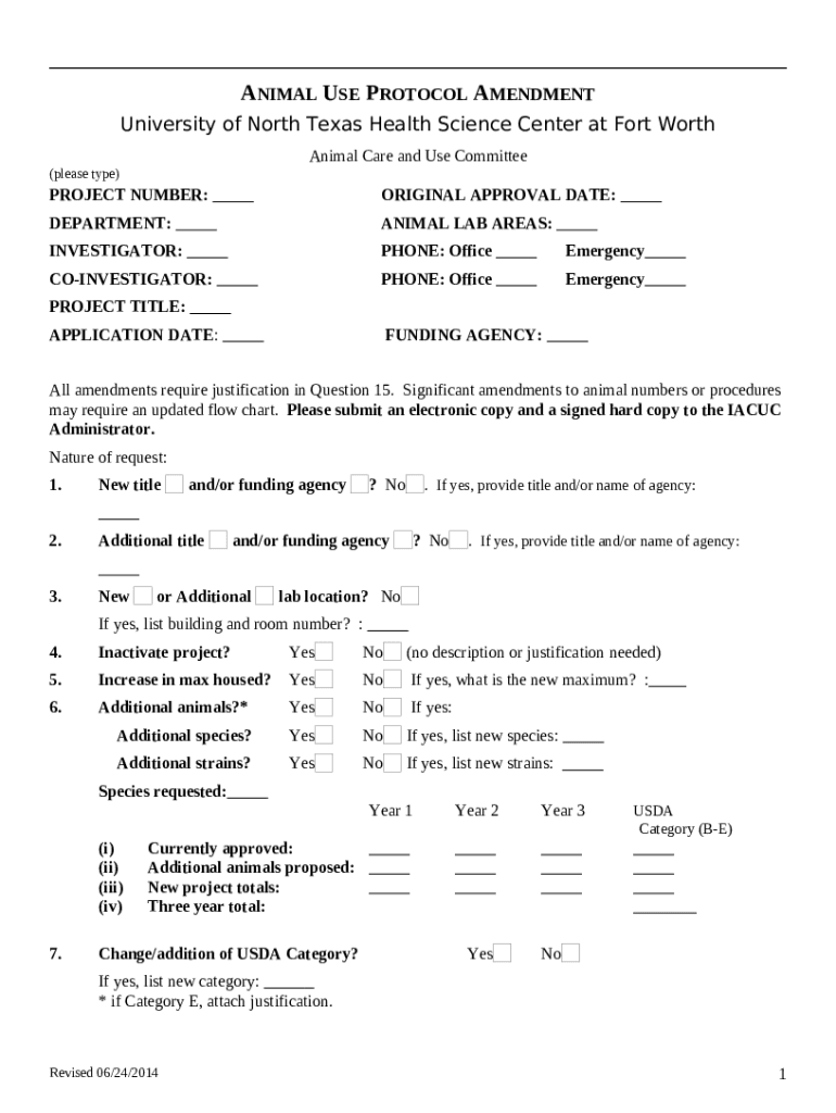Animal Use Protocol Amendment - The University of North ... Doc ...