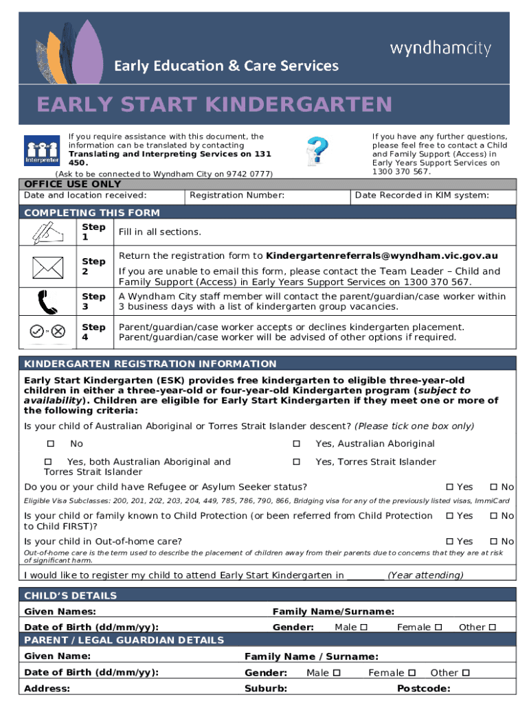 Early Education and Care Service - ESK Registration Doc Template ...