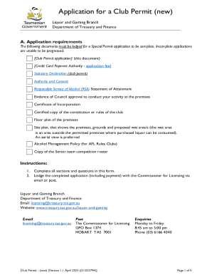 Fillable Online Application for a Club Permit (new) Fax Email Print ...