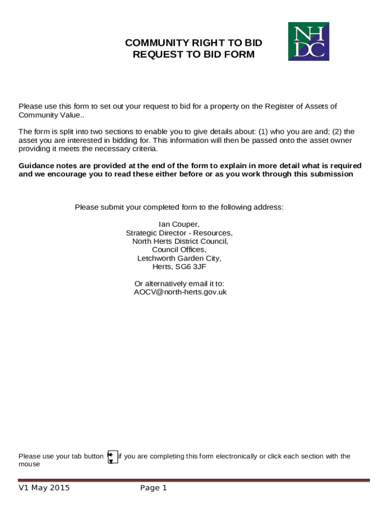 Nominating an Asset of Community Value (ACV) and ... Doc Template ...