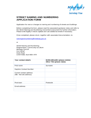 STREET NAMING/NUMBERING APPLICATION Doc Template | pdfFiller