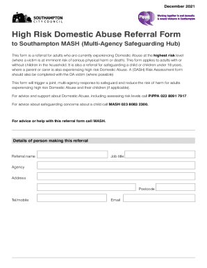 Fillable Online High Risk Domestic Abuse Referral Form Fax Email Print ...