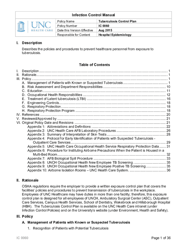 Fillable Online Tuberculosis Control Plan Fax Email Print - pdfFiller
